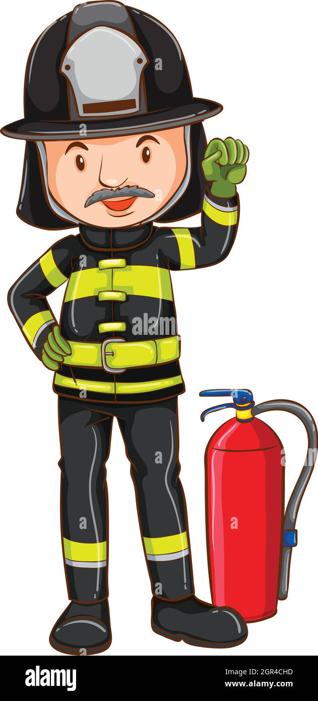 Fireman fire extinguisher Stock Vector Images - Alamy