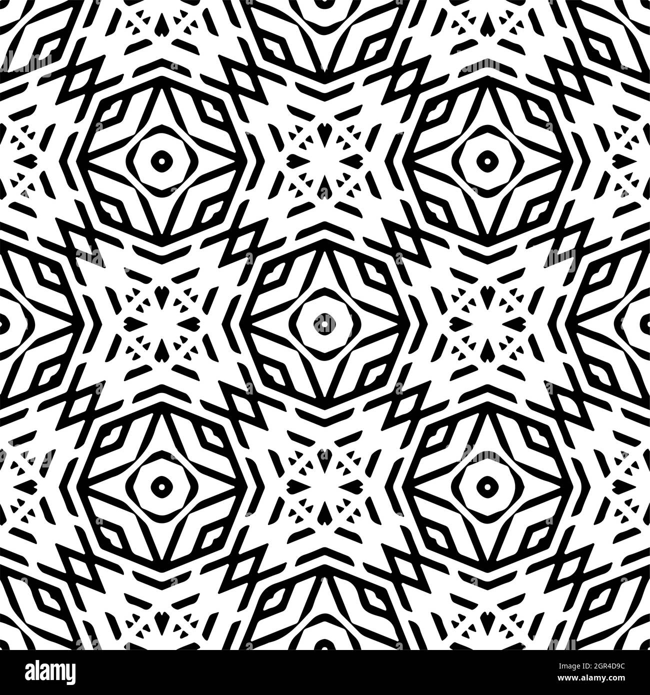 Seamless vector pattern in geometric ornamental style. Black pattern ...