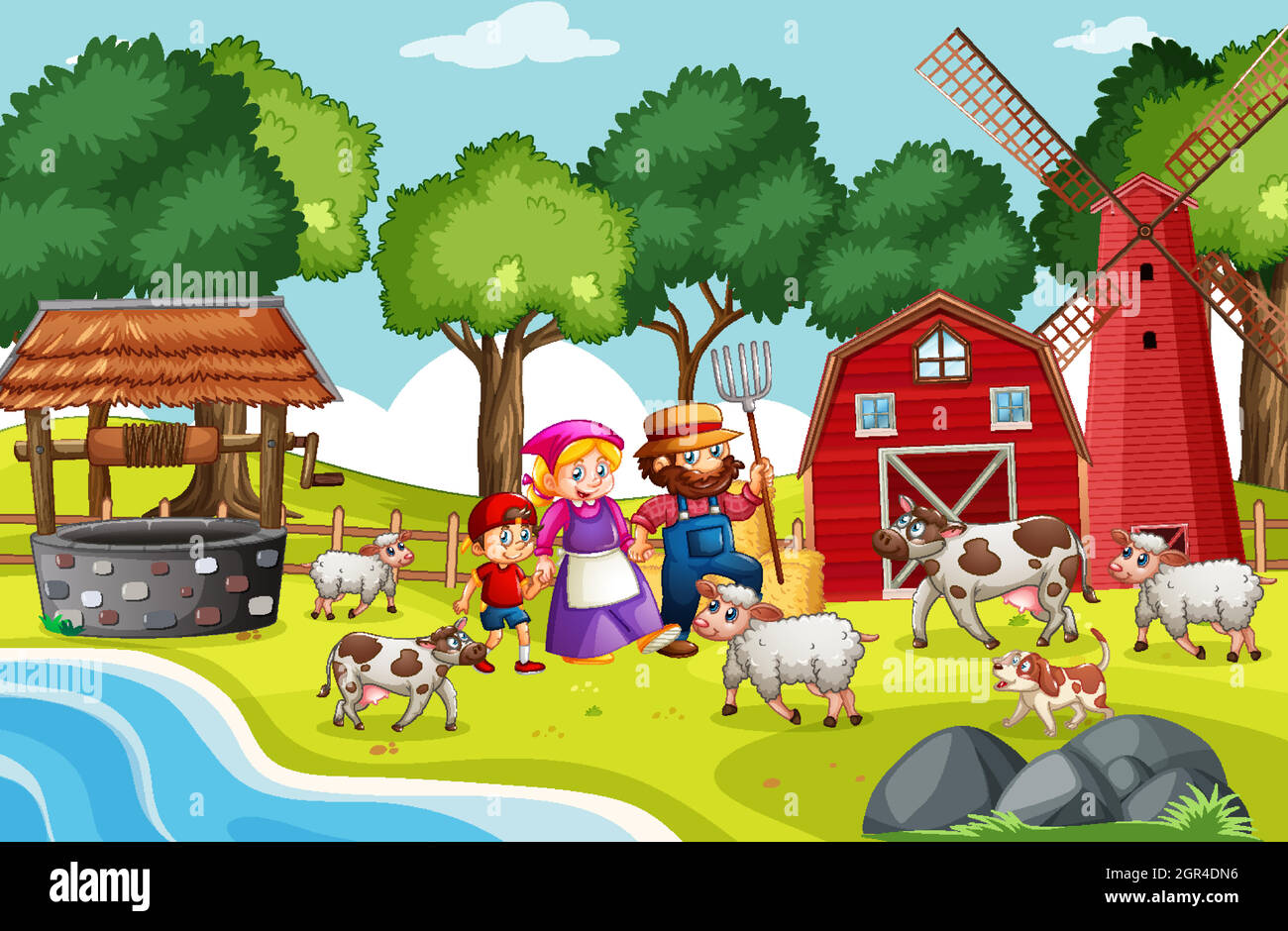Old MacDonald in a farm nursery rhymes scene Stock Vector Image & Art ...