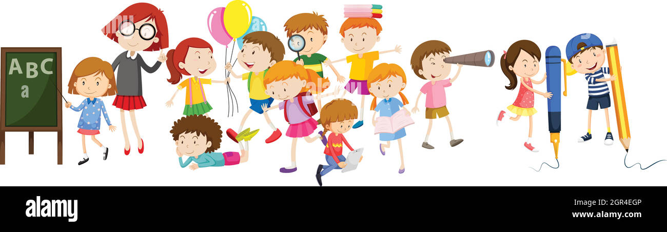 Children doing different activities at school Stock Vector Image & Art ...