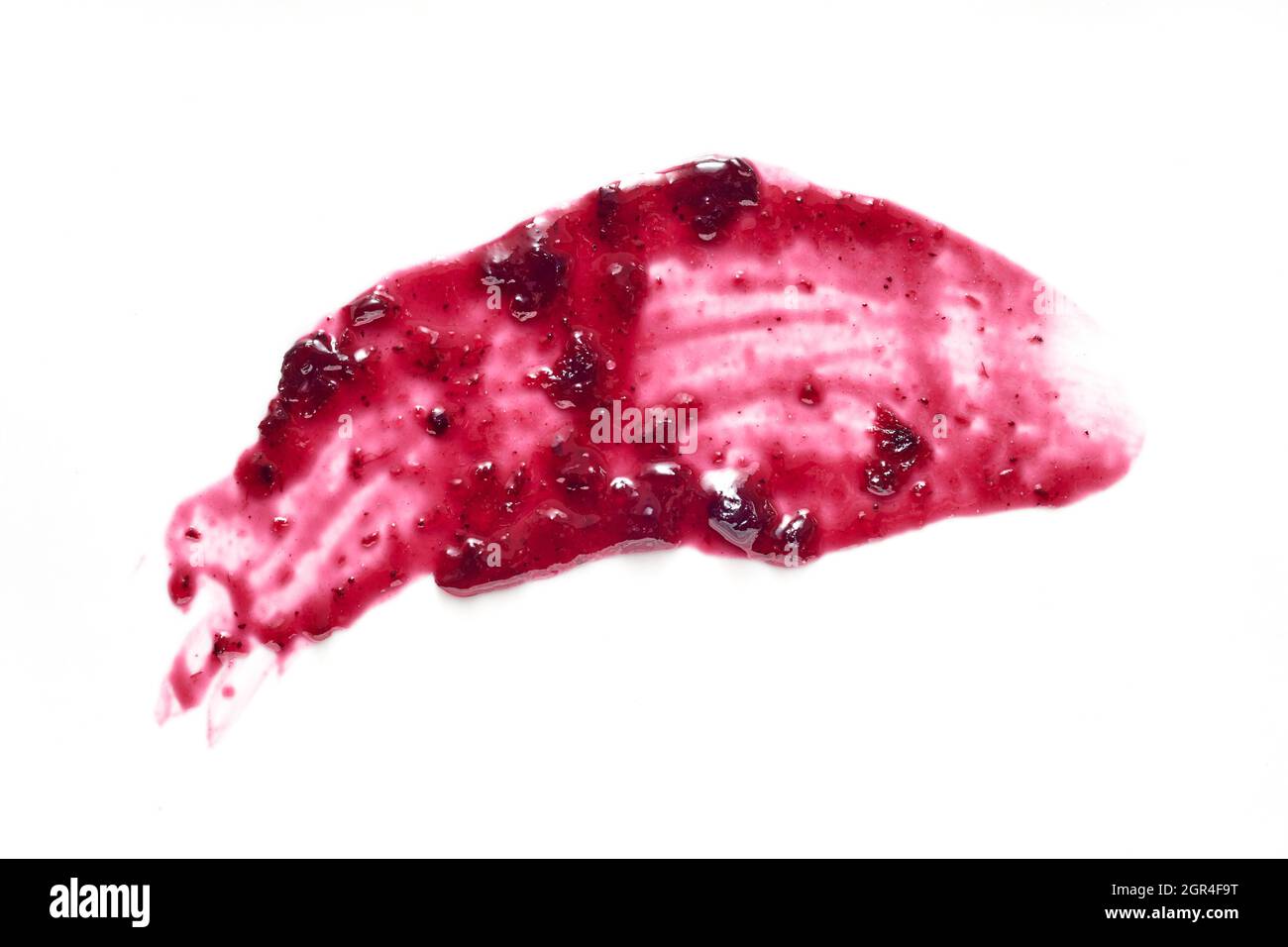 Top view of a delicious raspberry jam texture on a white surface Stock ...