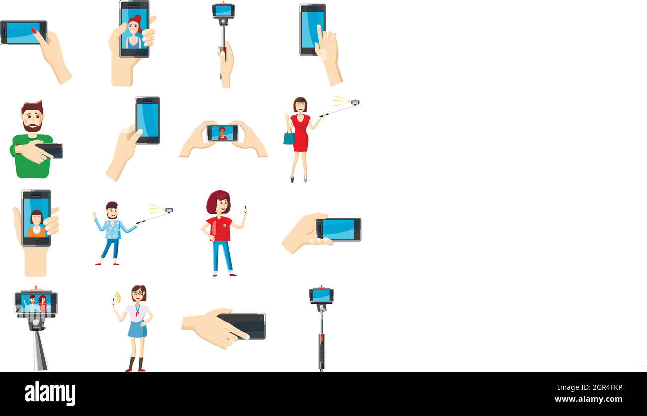 Selfie icons set, cartoon style Stock Vector Image & Art - Alamy