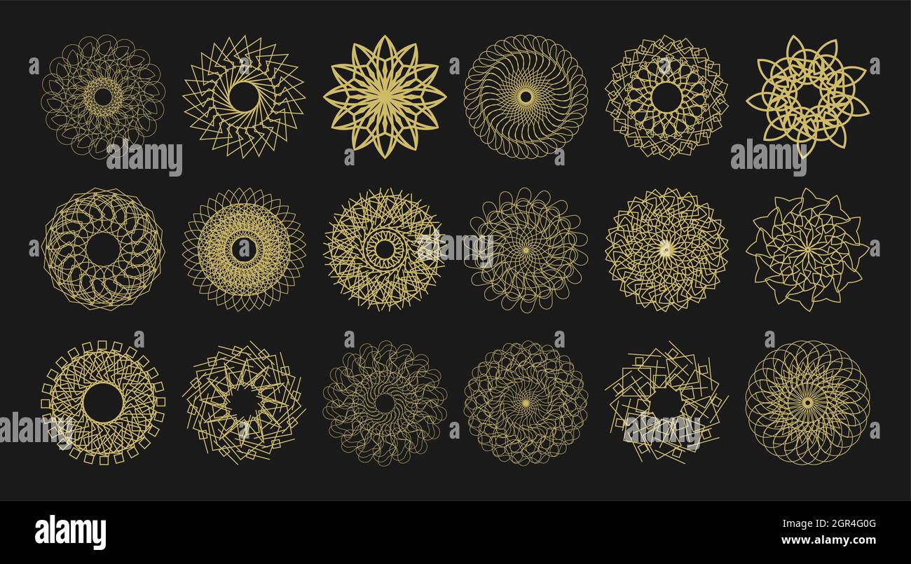 A set of intricate sacred geometric shapes for creating logos ...