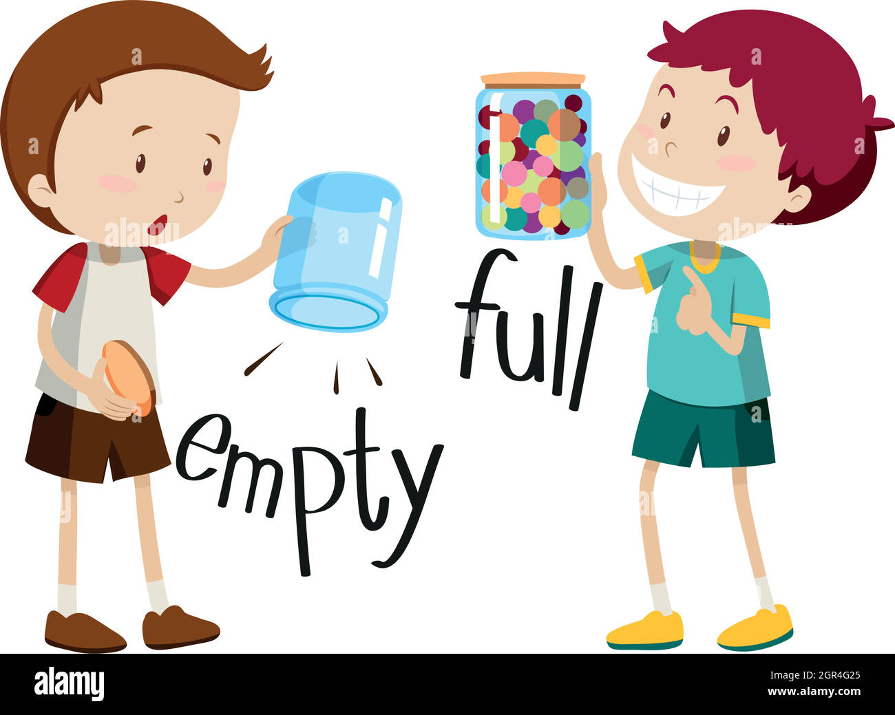 Boy with empty jar and boy with full jar Stock Vector Image & Art - Alamy