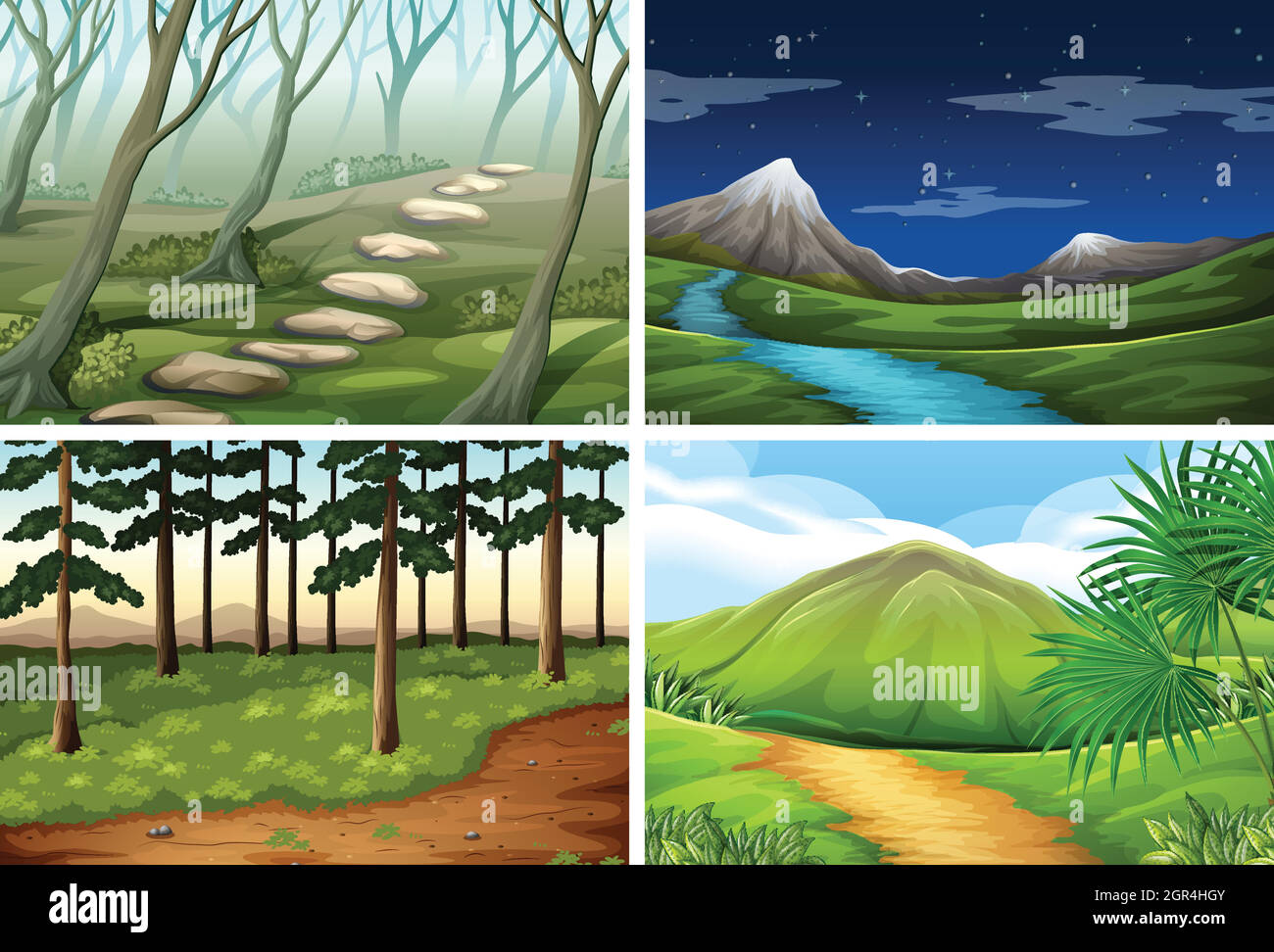 nature landscape scene pack Stock Vector Image & Art - Alamy