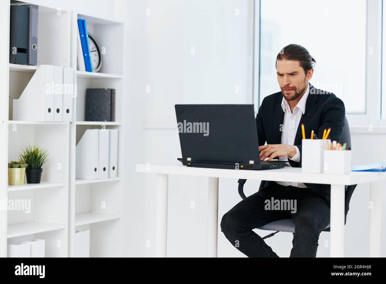 manager office work blue document folder Lifestyle Stock Photo - Alamy