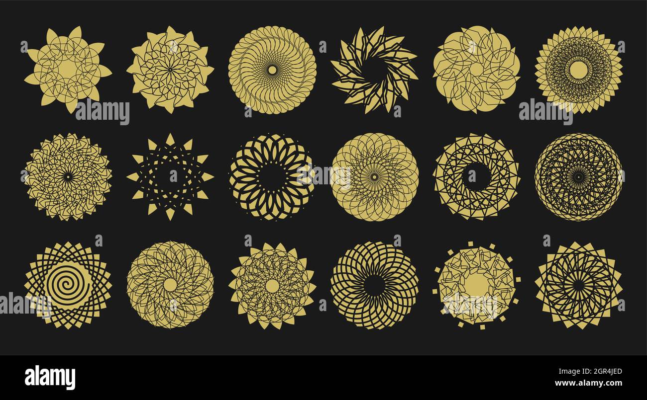 A set of intricate sacred geometric shapes for creating logos ...