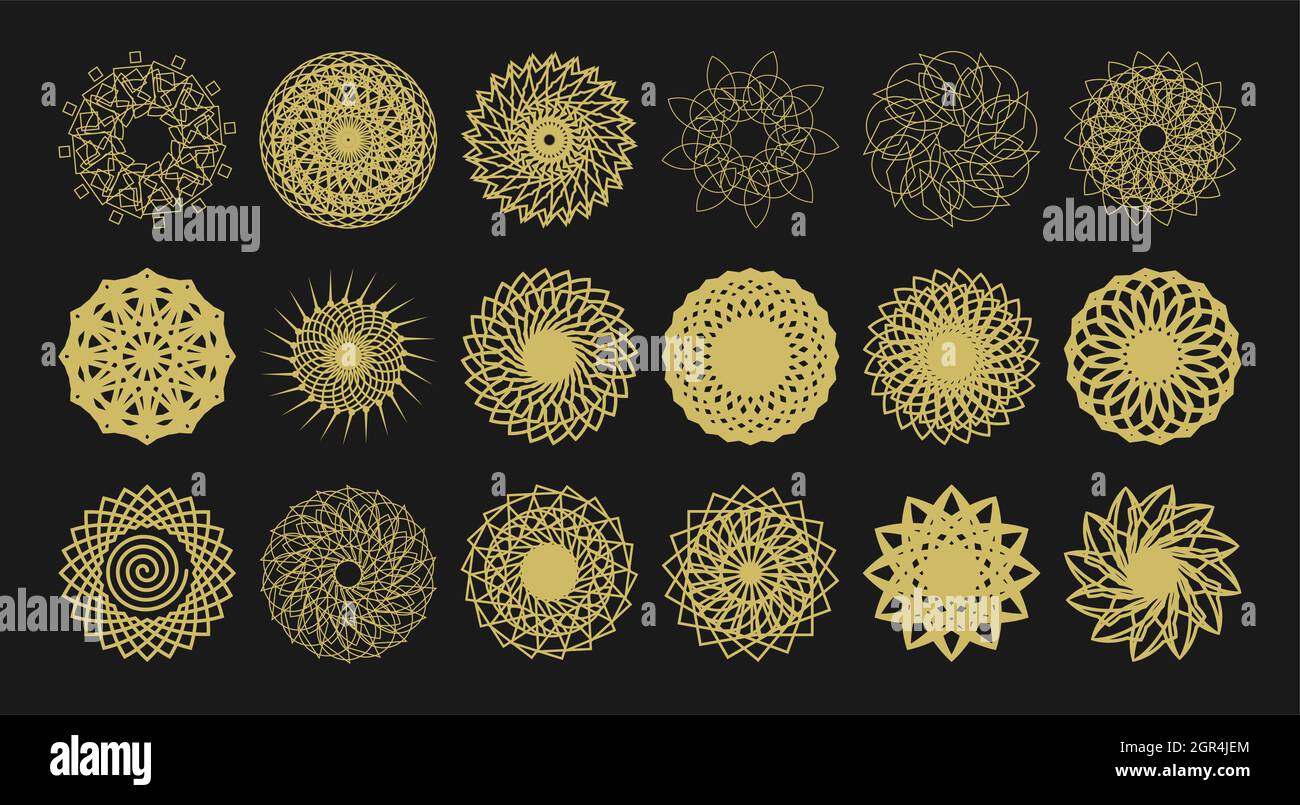 A set of intricate sacred geometric shapes for creating logos ...