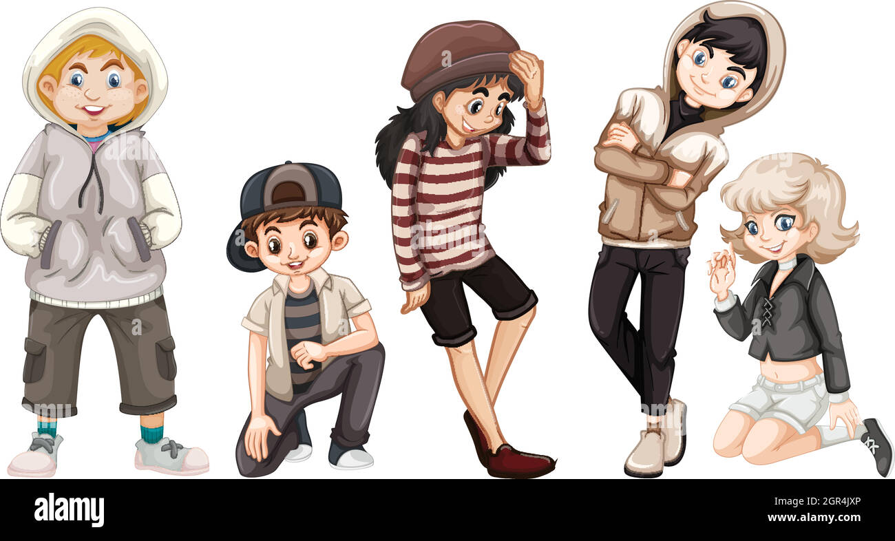 Group happy teen friends Cut Out Stock Images & Pictures - Alamy