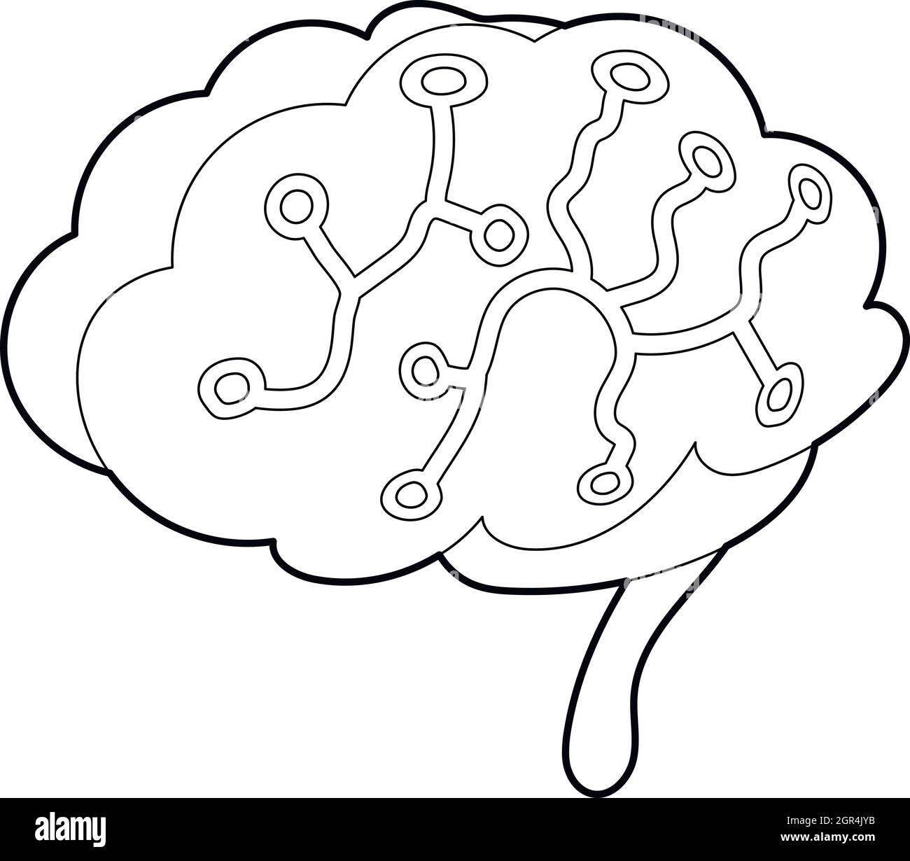 Sensors on human brain icon, outline style Stock Vector Image & Art - Alamy