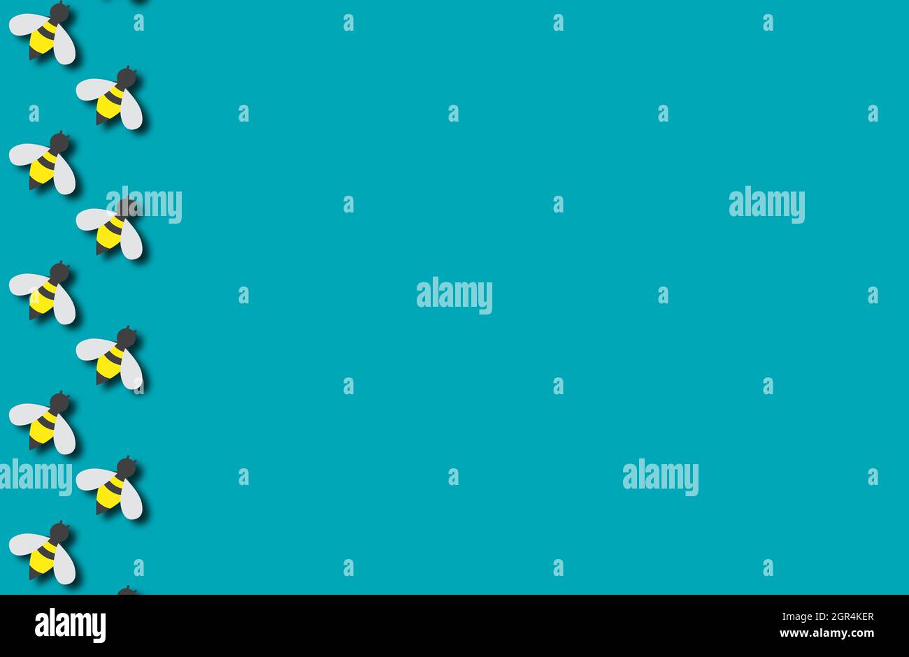 Illustration of bees on a blue background with copyspace Stock Photo ...