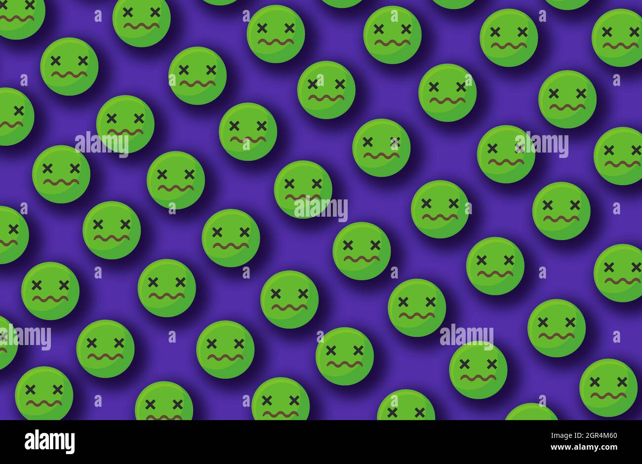 Illustration with disgusted face emo seamless patterns - background or ...
