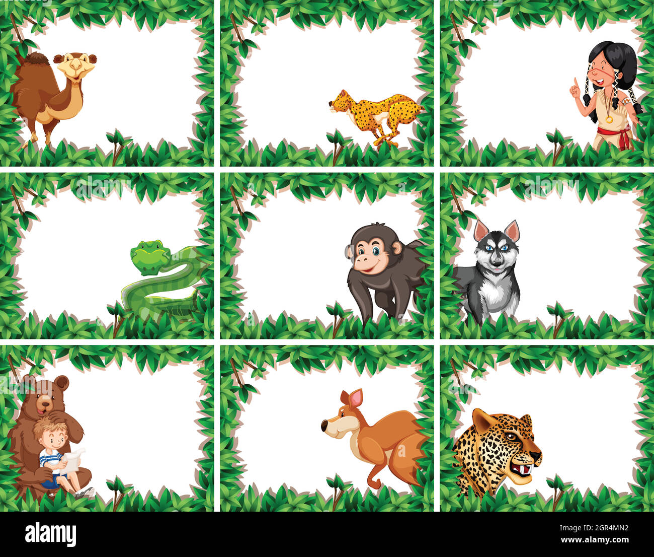 Set of animal on nature border Stock Vector Image & Art - Alamy