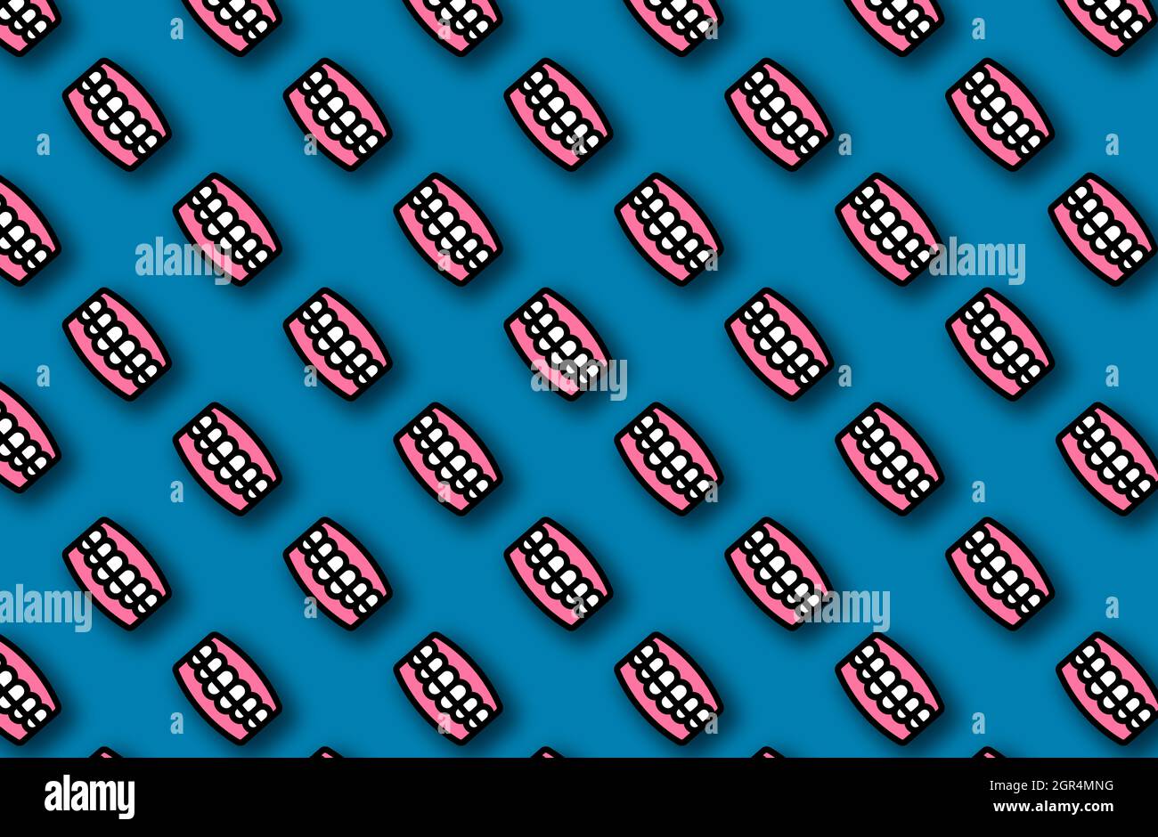 Seamless pattern with diagonal rows of teeth icons Stock Photo - Alamy