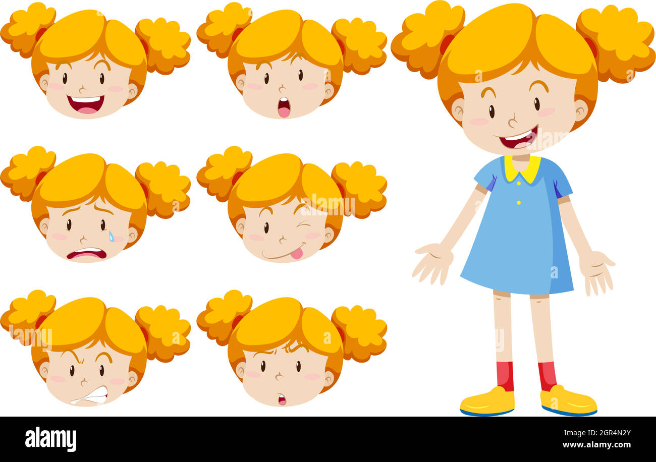 Little girl with facial expressions Stock Vector Image & Art - Alamy