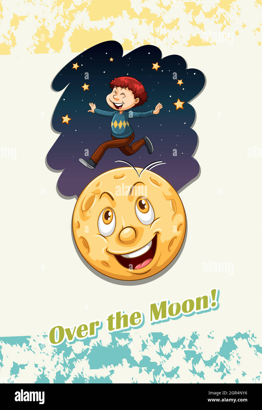 Idiom over the moon Stock Vector Image & Art - Alamy