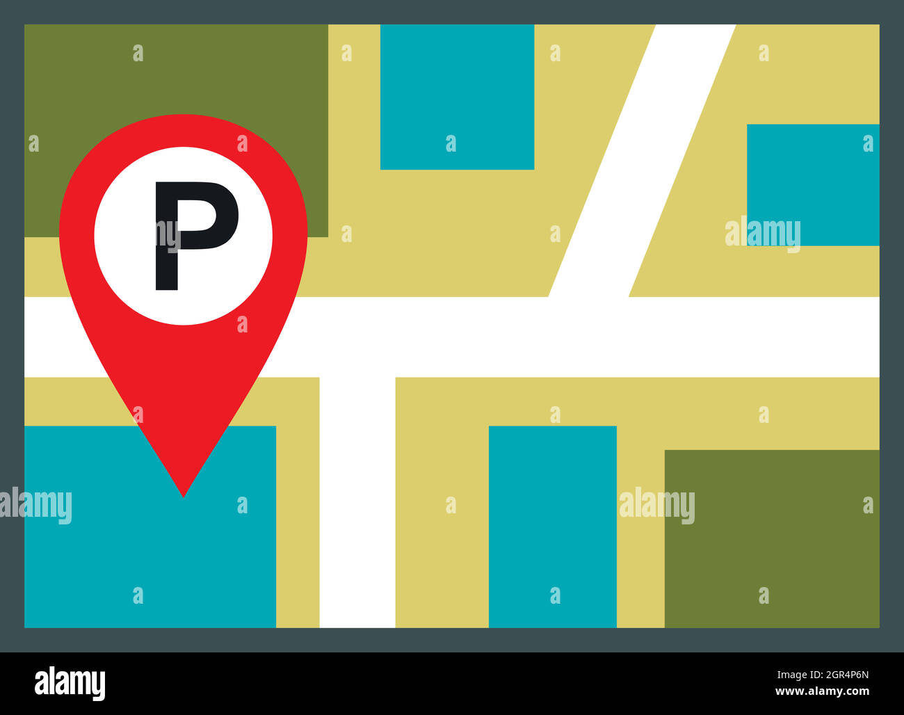 Map of JPS with a parking sign icon, flat style Stock Vector Image ...