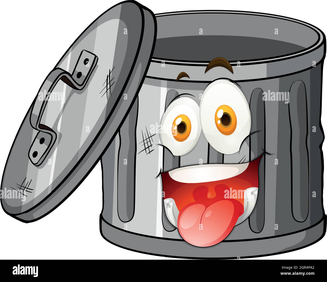 Trashcan cartoon isolated trash Cut Out Stock Images & Pictures - Alamy