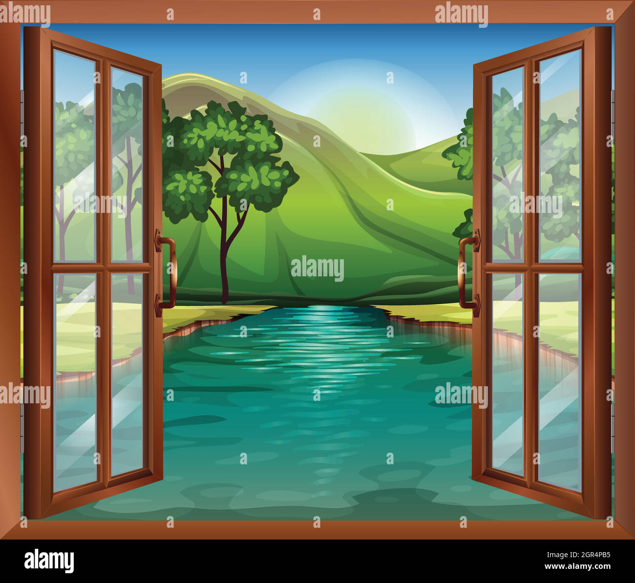 Flowing water river mountain Stock Vector Images - Alamy