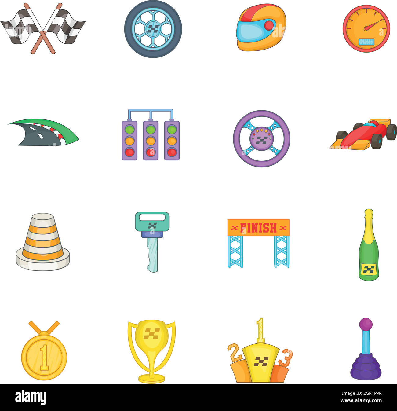 Car racing icons set, cartoon style Stock Vector Image & Art - Alamy