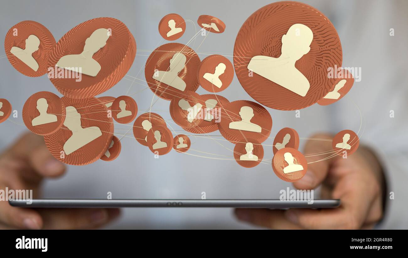 Colorful illustration of people icons - internet net and data digital ...