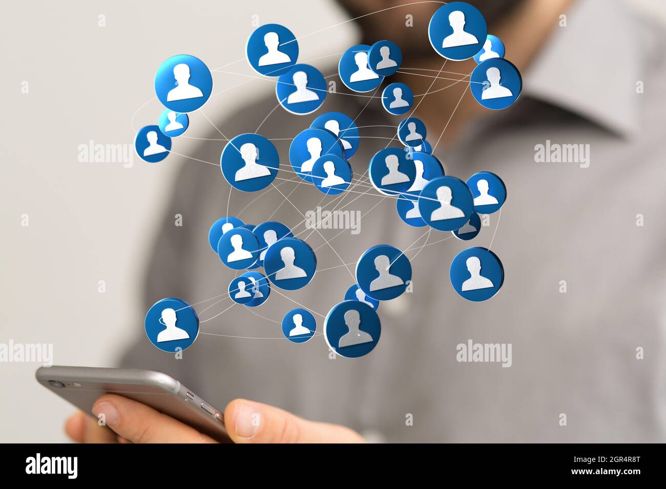 Colorful illustration of people icons - internet net and data digital ...