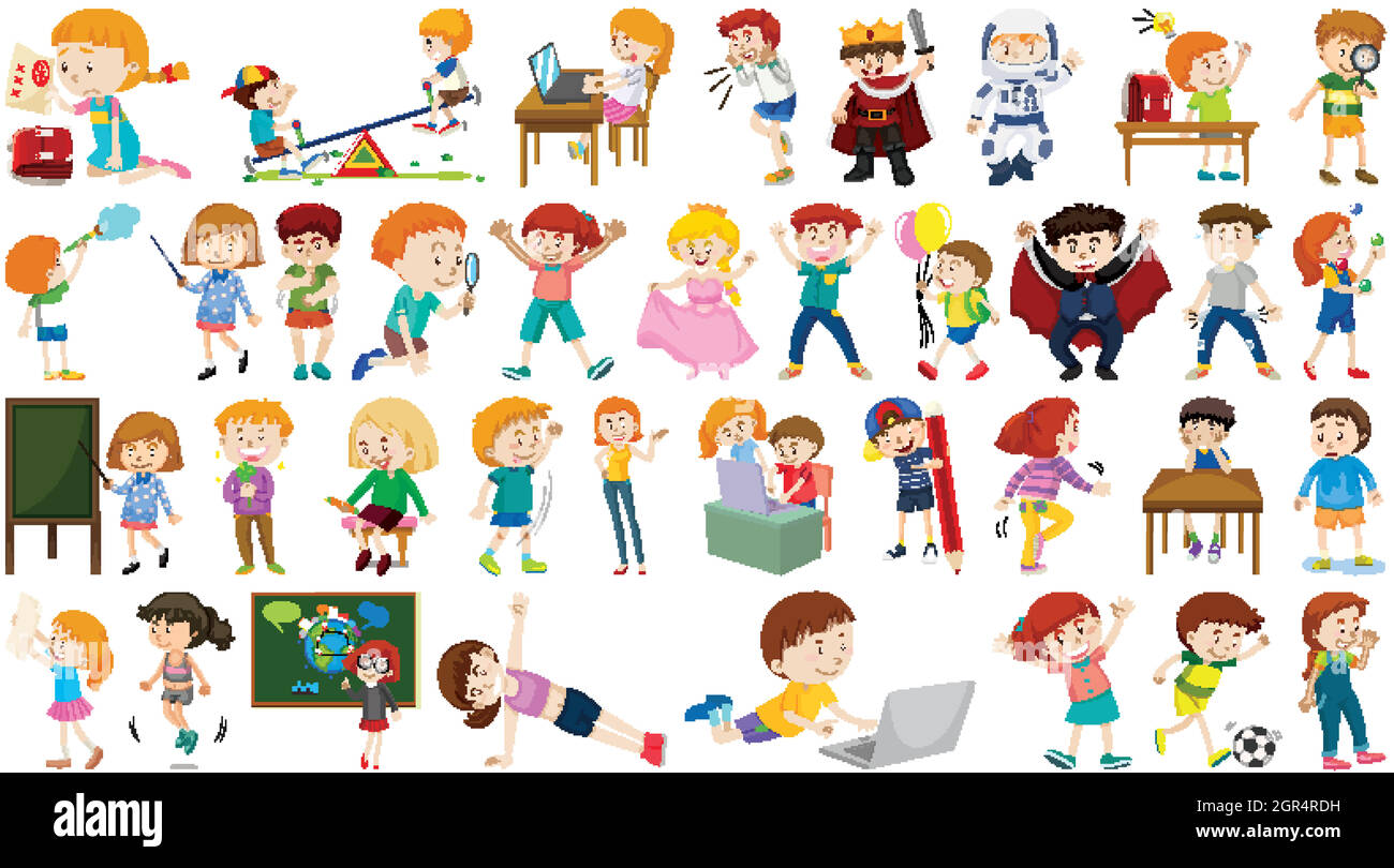 Set of cute kids cartoon character Stock Vector Image & Art - Alamy