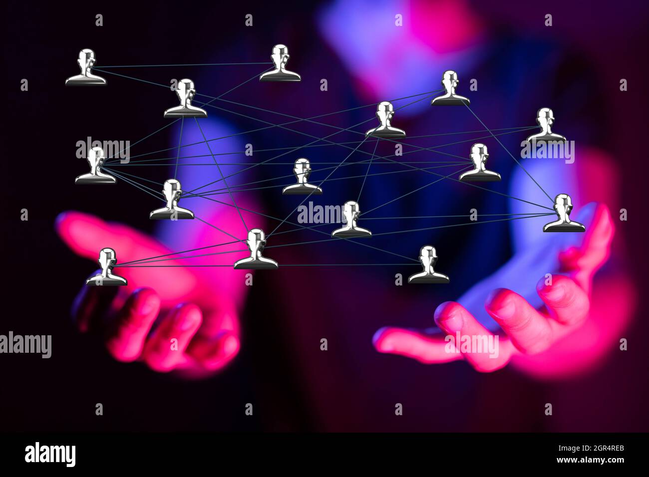 Colorful illustration of people icons - internet net and data digital ...