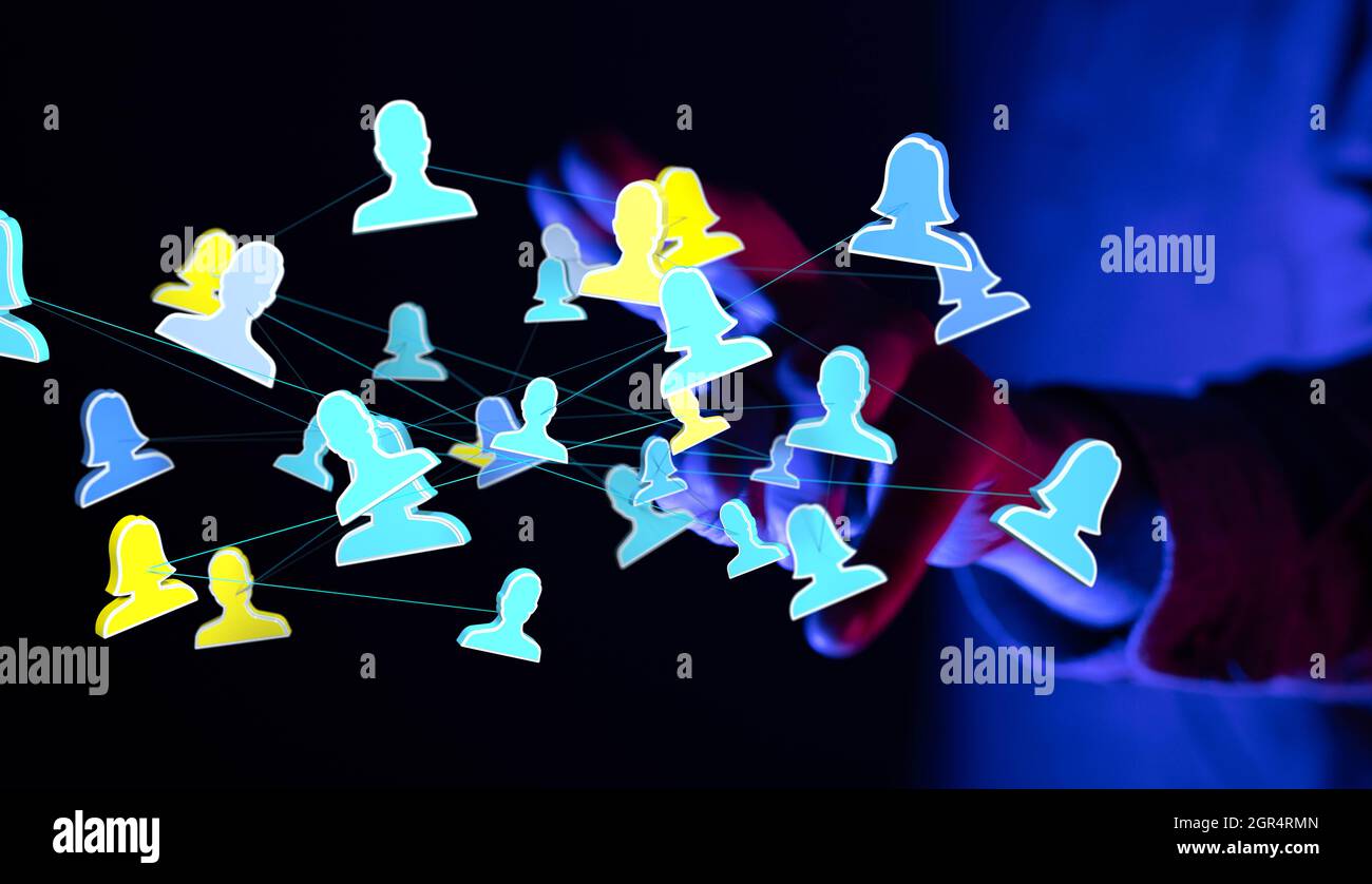 Colorful illustration of people icons - internet net and data digital ...