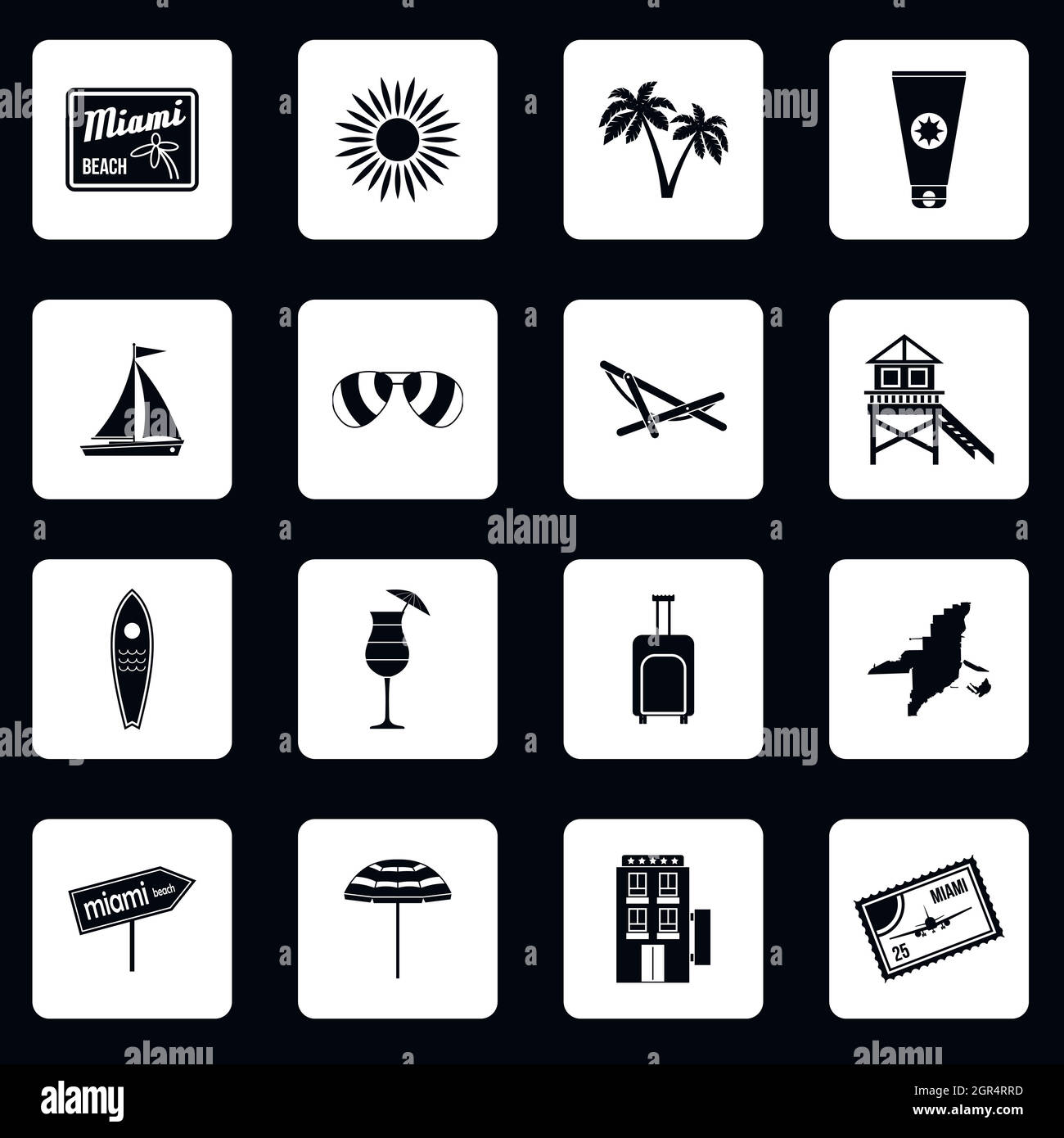 Miami icons set, simple style Stock Vector Image & Art - Alamy