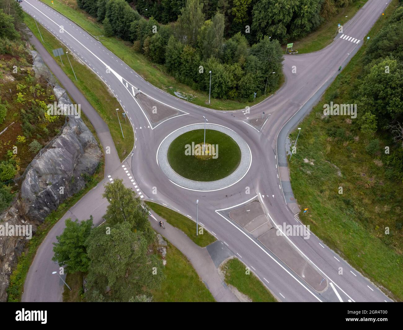 Aerial view of a roundabout and a green landscape Stock Photo - Alamy