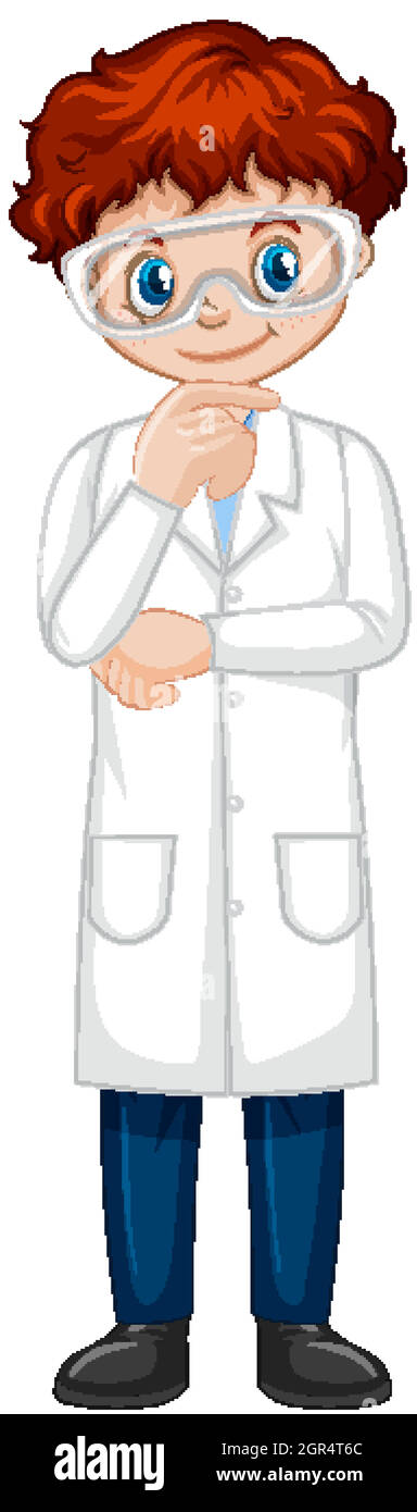 A boy cartoon character wearing laboratory coat Stock Vector Image ...