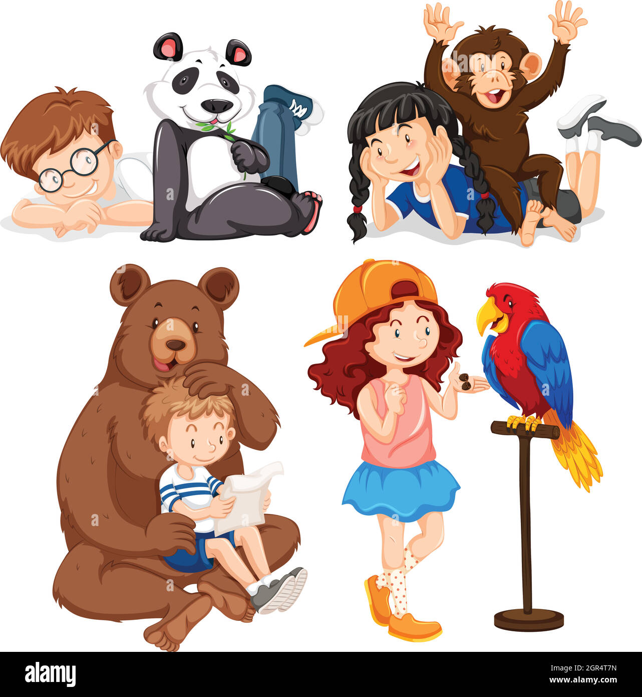 Set of children and animals Stock Vector Image & Art - Alamy