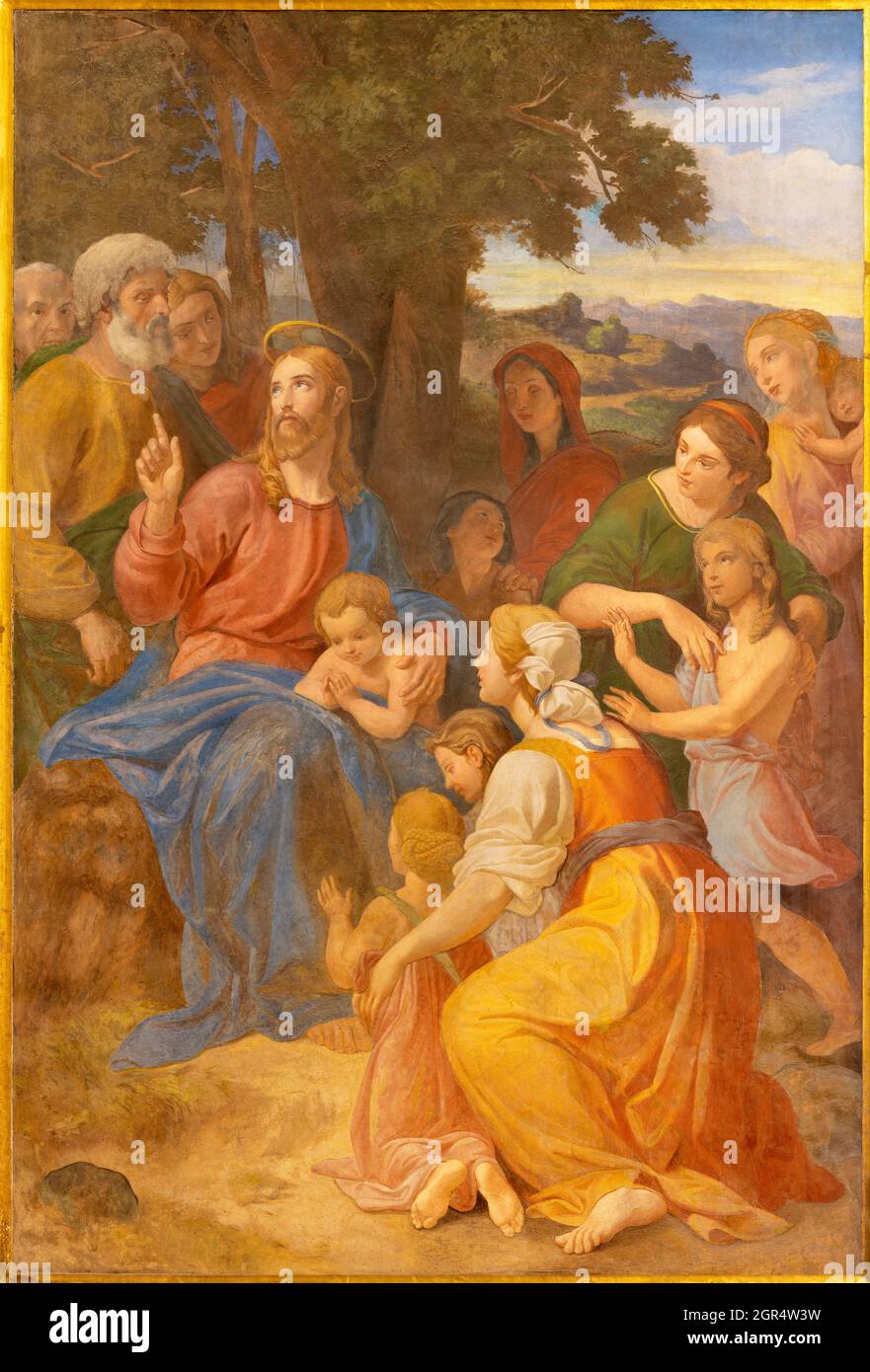 ROME, ITALY - AUGUST 31, 2021: The fresco Christ Blessing the Children ...