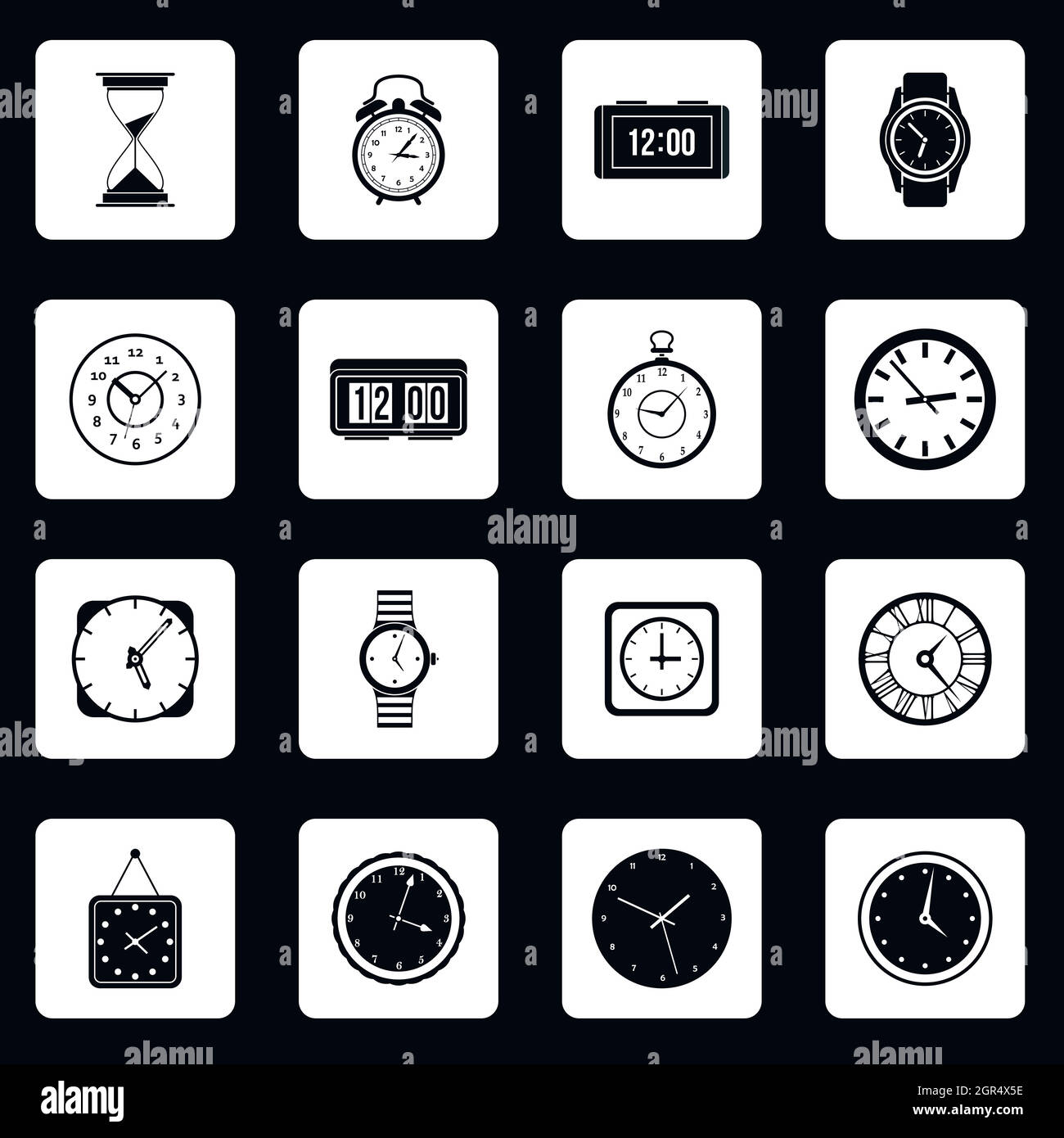 Clock icons set in simple style Stock Vector Image & Art - Alamy