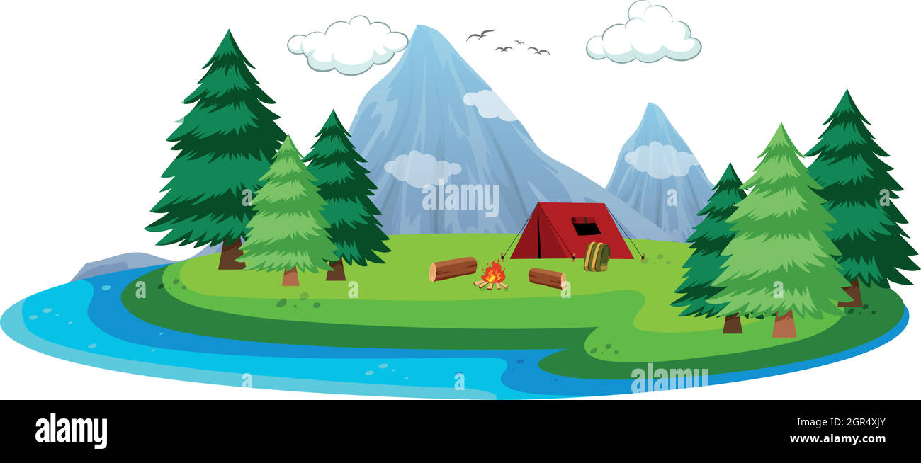 Cartoon island camping scene Stock Vector Image & Art - Alamy
