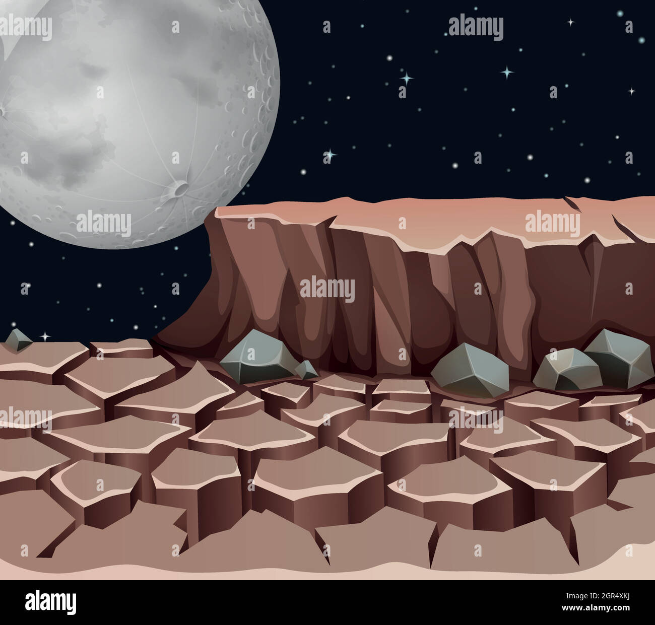 Nature scene with dryland on fullmoon night Stock Vector Image & Art ...