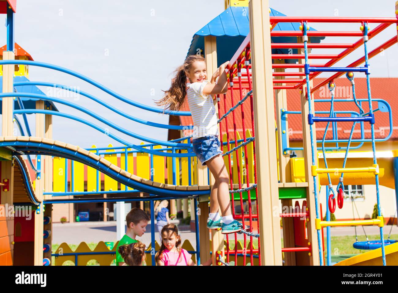Children Playing On Playground Stock Photo - Alamy