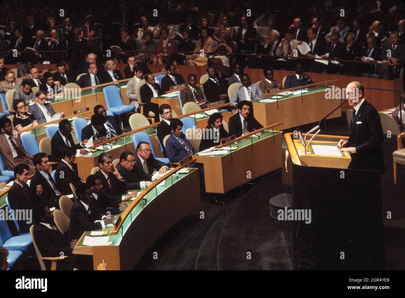 French President Valery Giscard d'Estaing, addressing United Nations ...