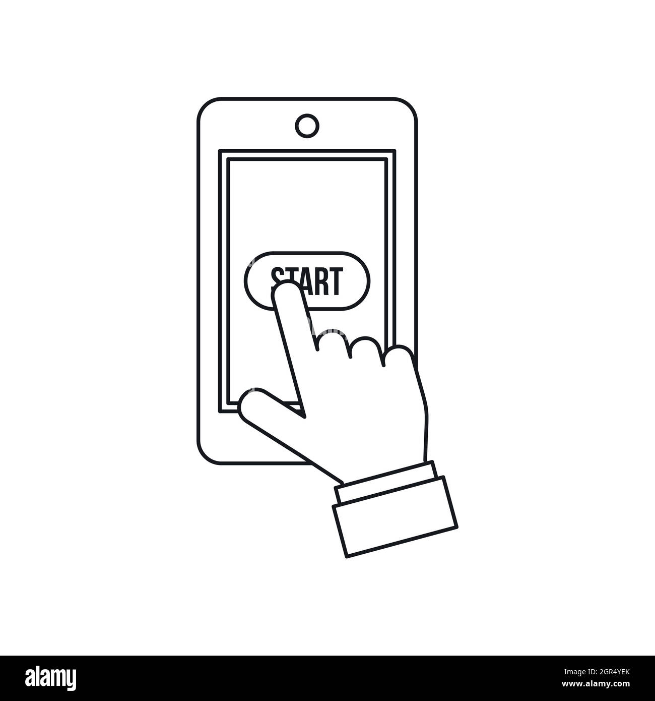 Mobile phone game start icon, outline style Stock Vector Image & Art ...