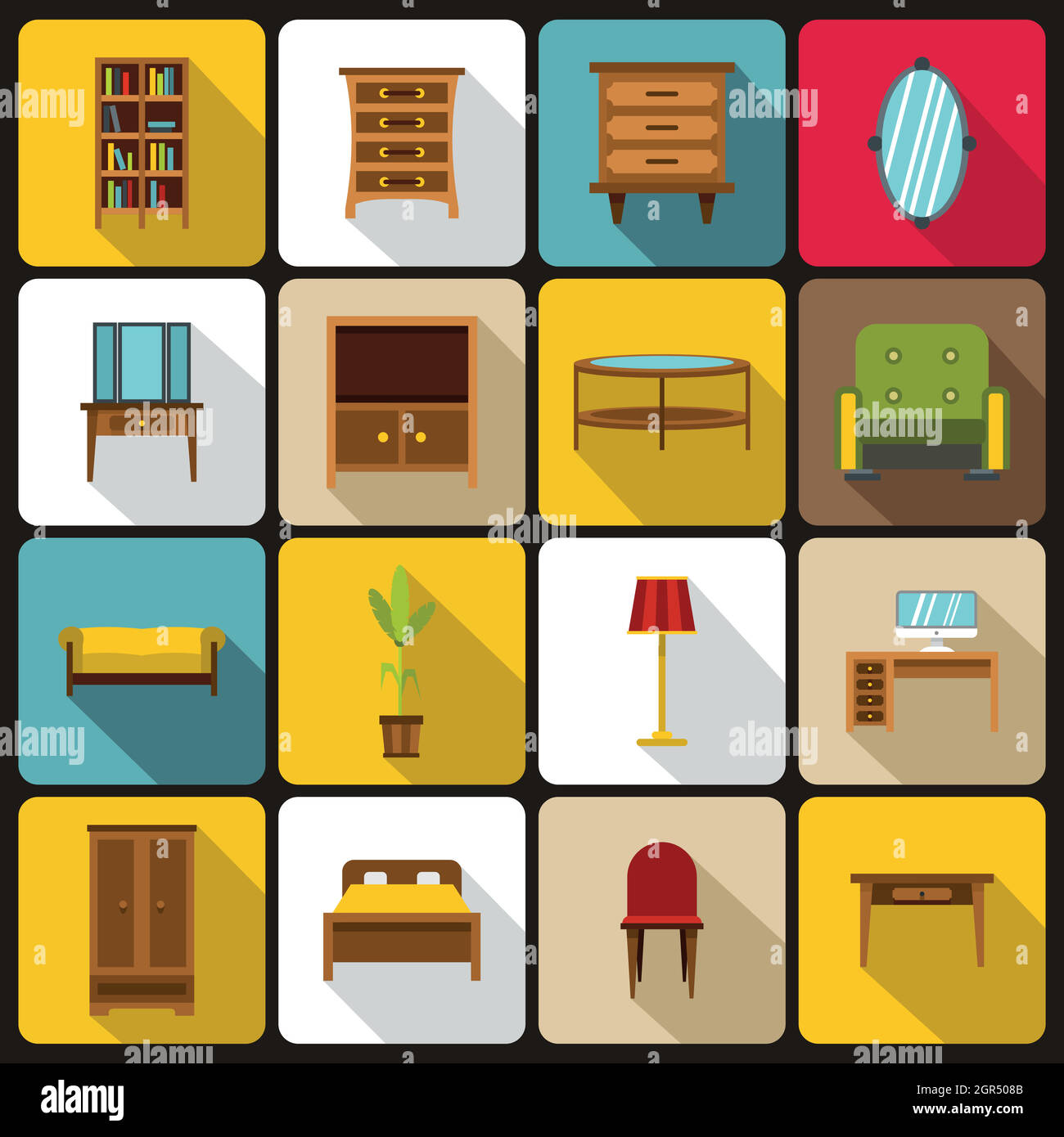 Furniture icons flat set Stock Vector Images - Alamy