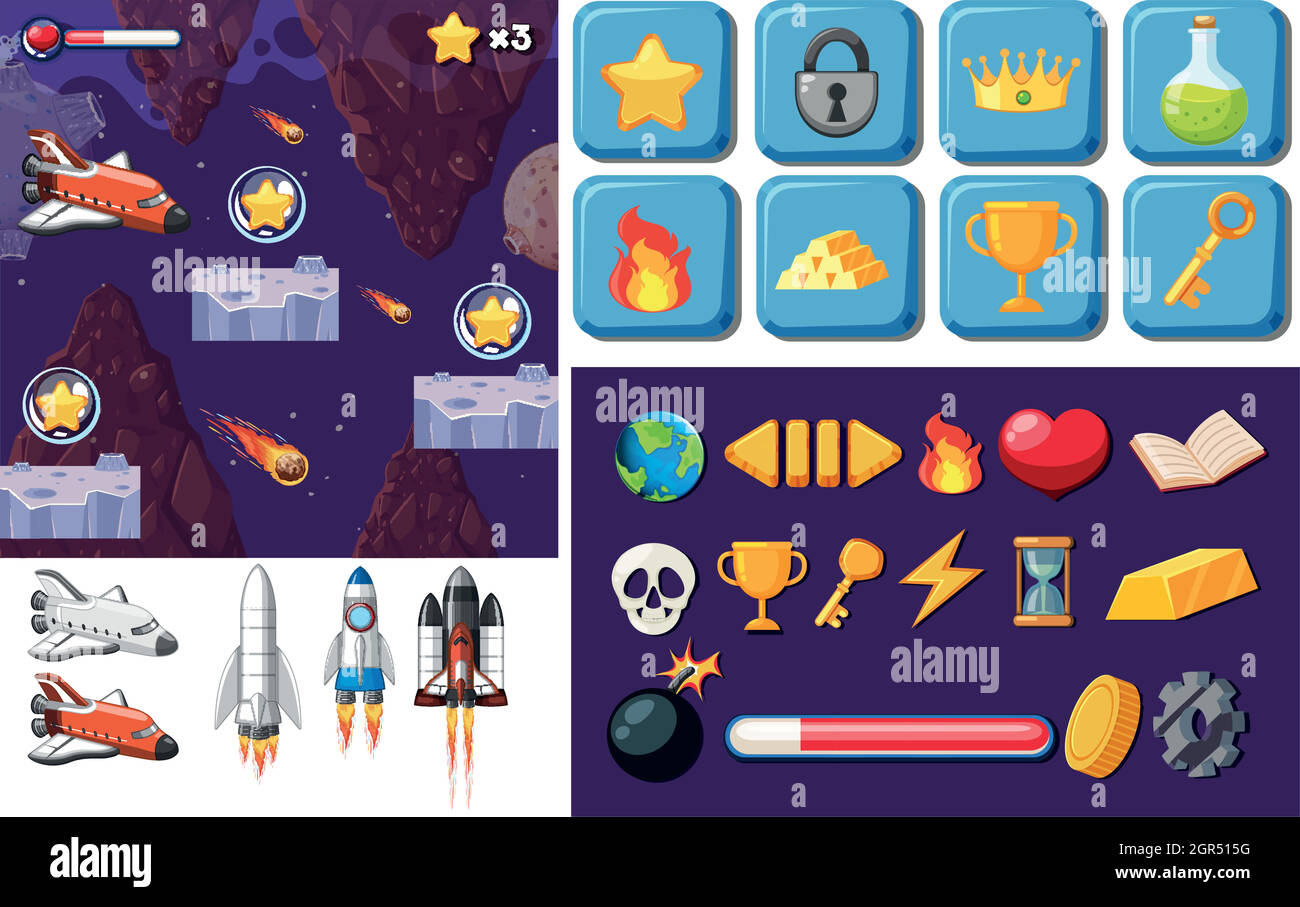 Gold video game Stock Vector Images - Alamy