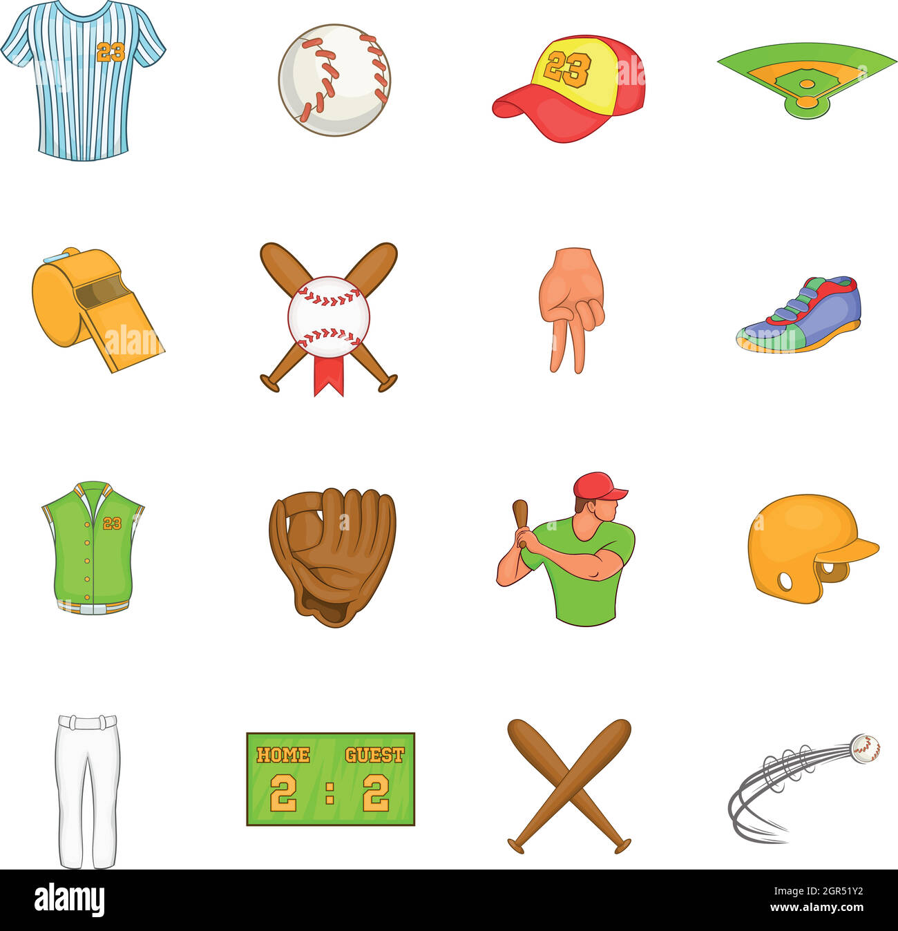 Baseball icons set, cartoon style Stock Vector Image & Art - Alamy