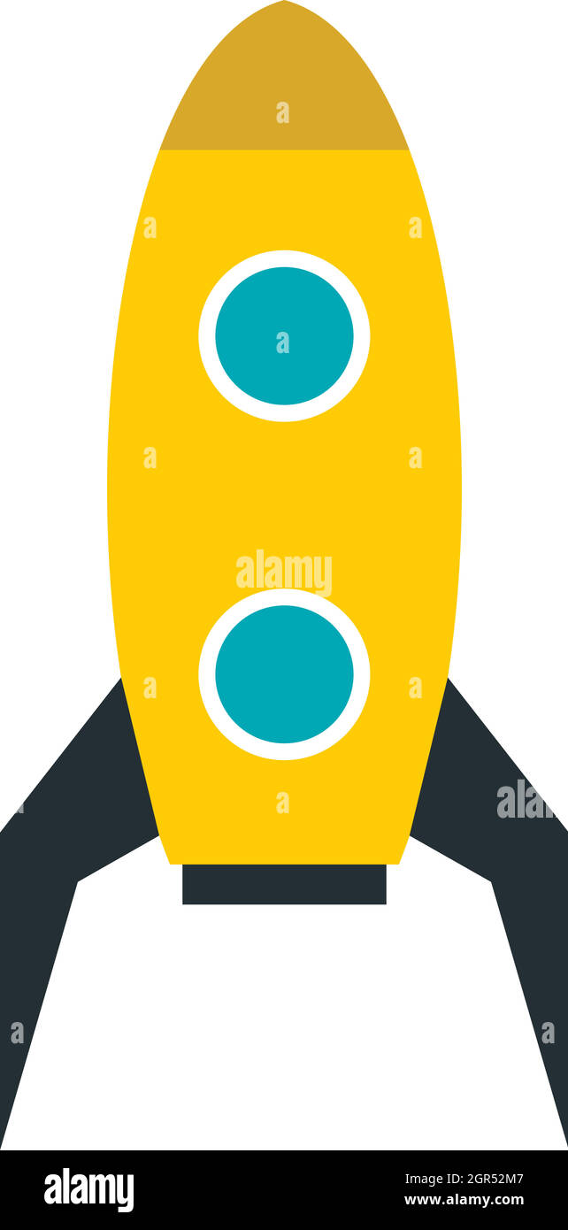 Yellow rocket icon in flat style Stock Vector Image & Art - Alamy