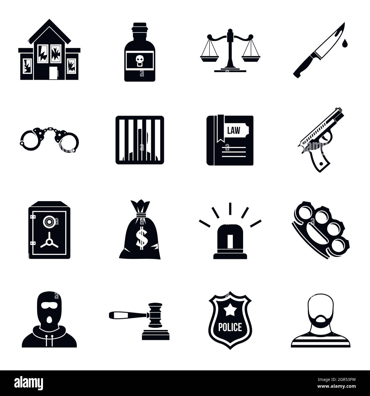 Crime and punishment icons set, simple style Stock Vector Image & Art ...