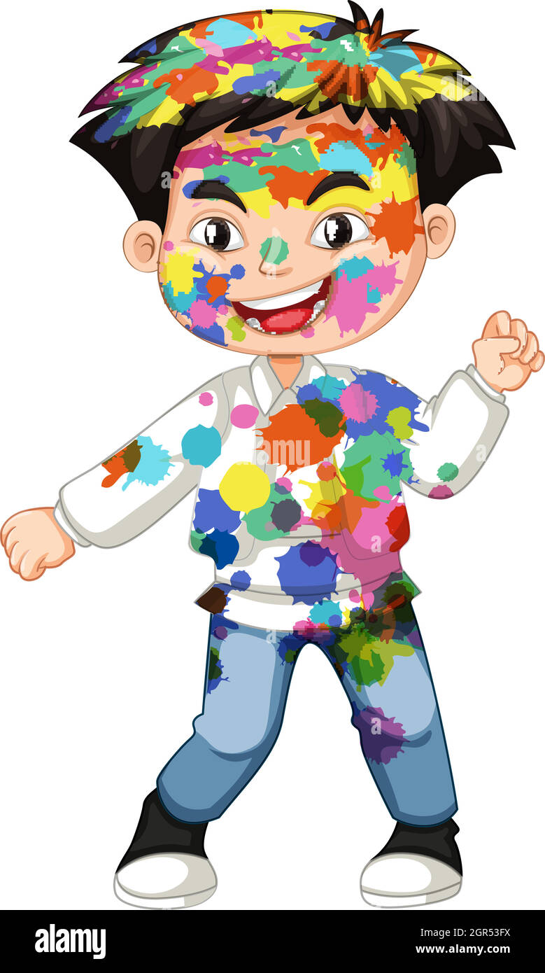 Happy boy with water splash on his body Stock Vector Image & Art - Alamy