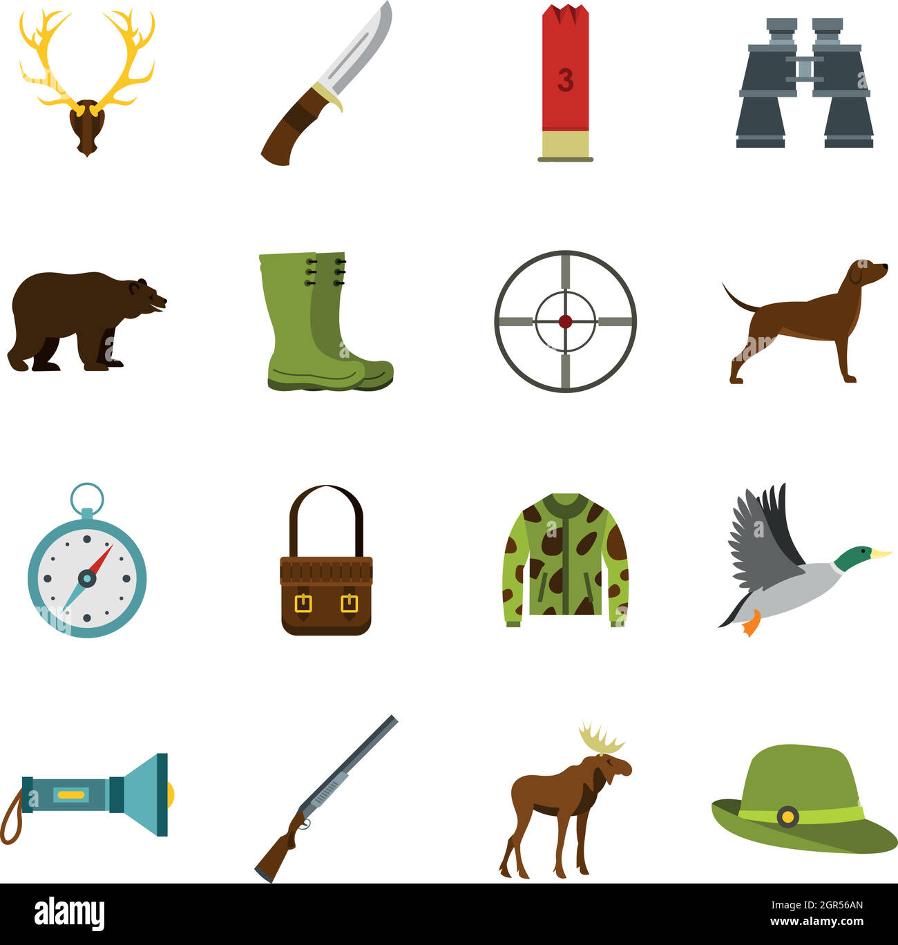 Hunting icons set in flat style Stock Vector Image & Art - Alamy