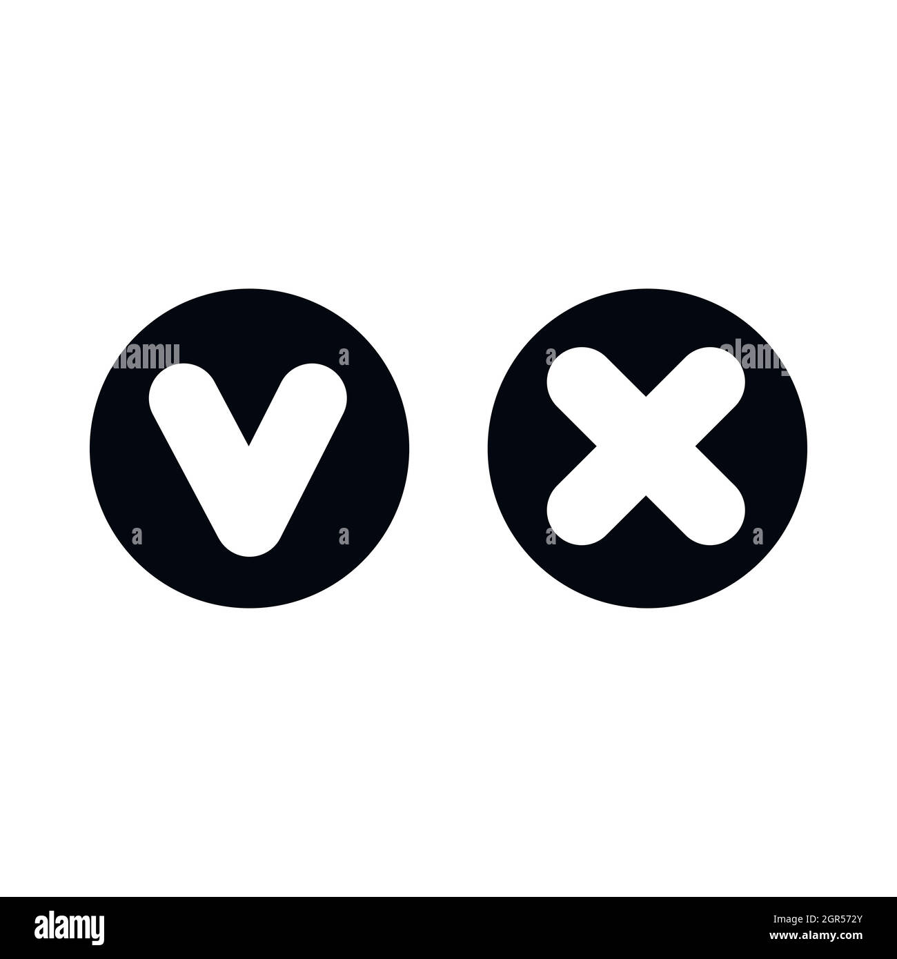 Fat tick and cross in circles icon, simple style Stock Vector Image ...