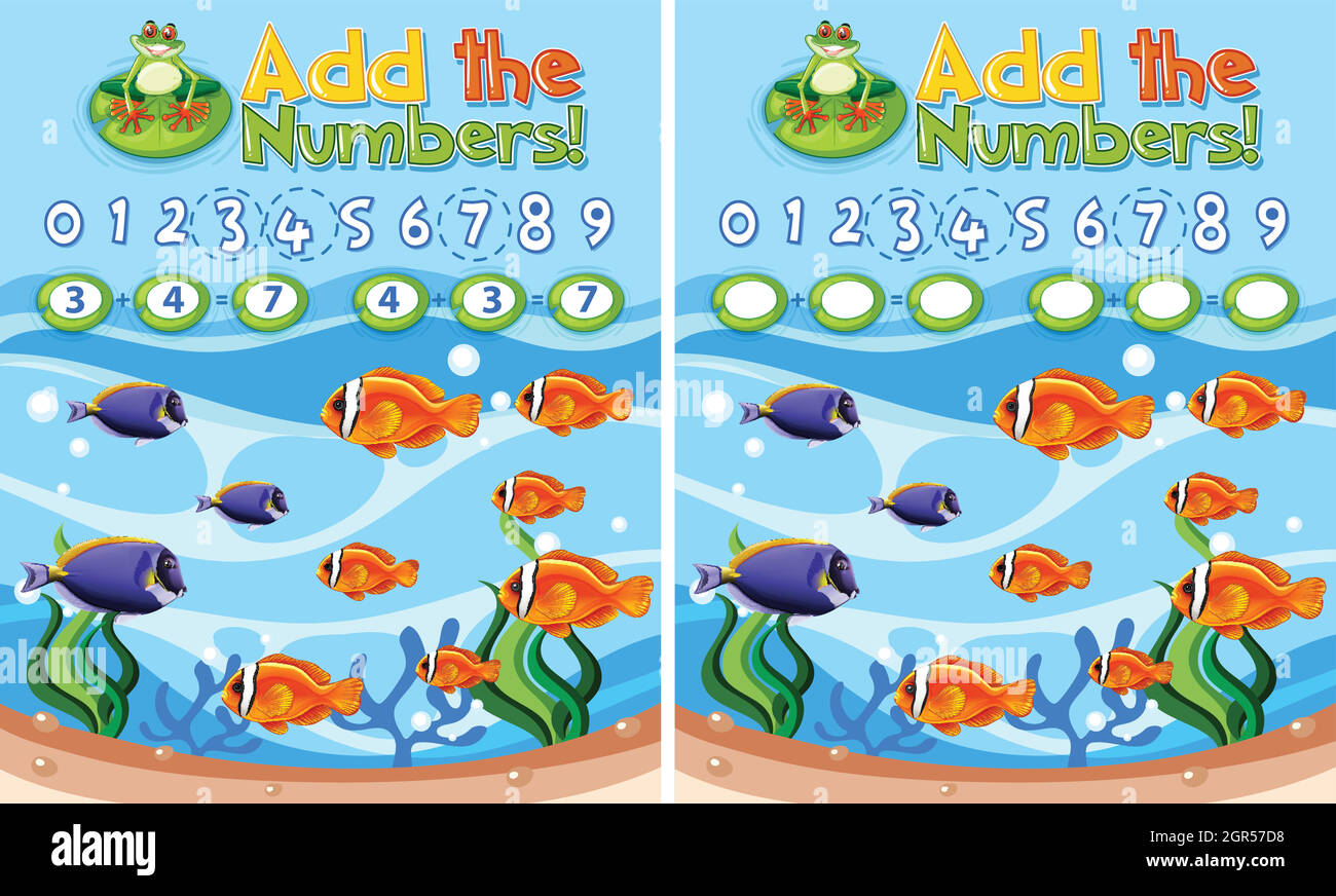 Add the numbers underwater reef Stock Vector Image & Art - Alamy