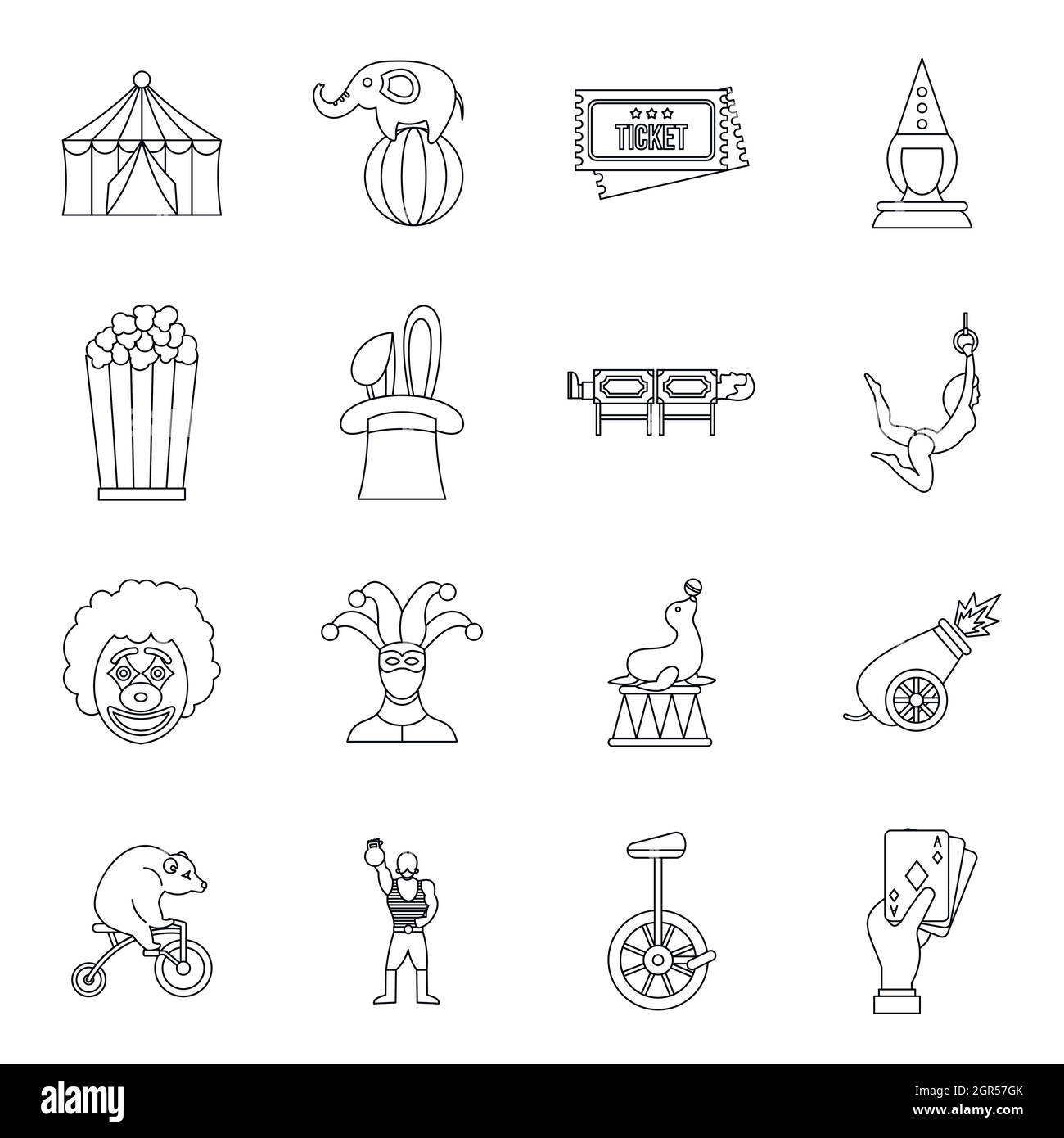 Circus entertainment icons set, outline style Stock Vector Image & Art ...